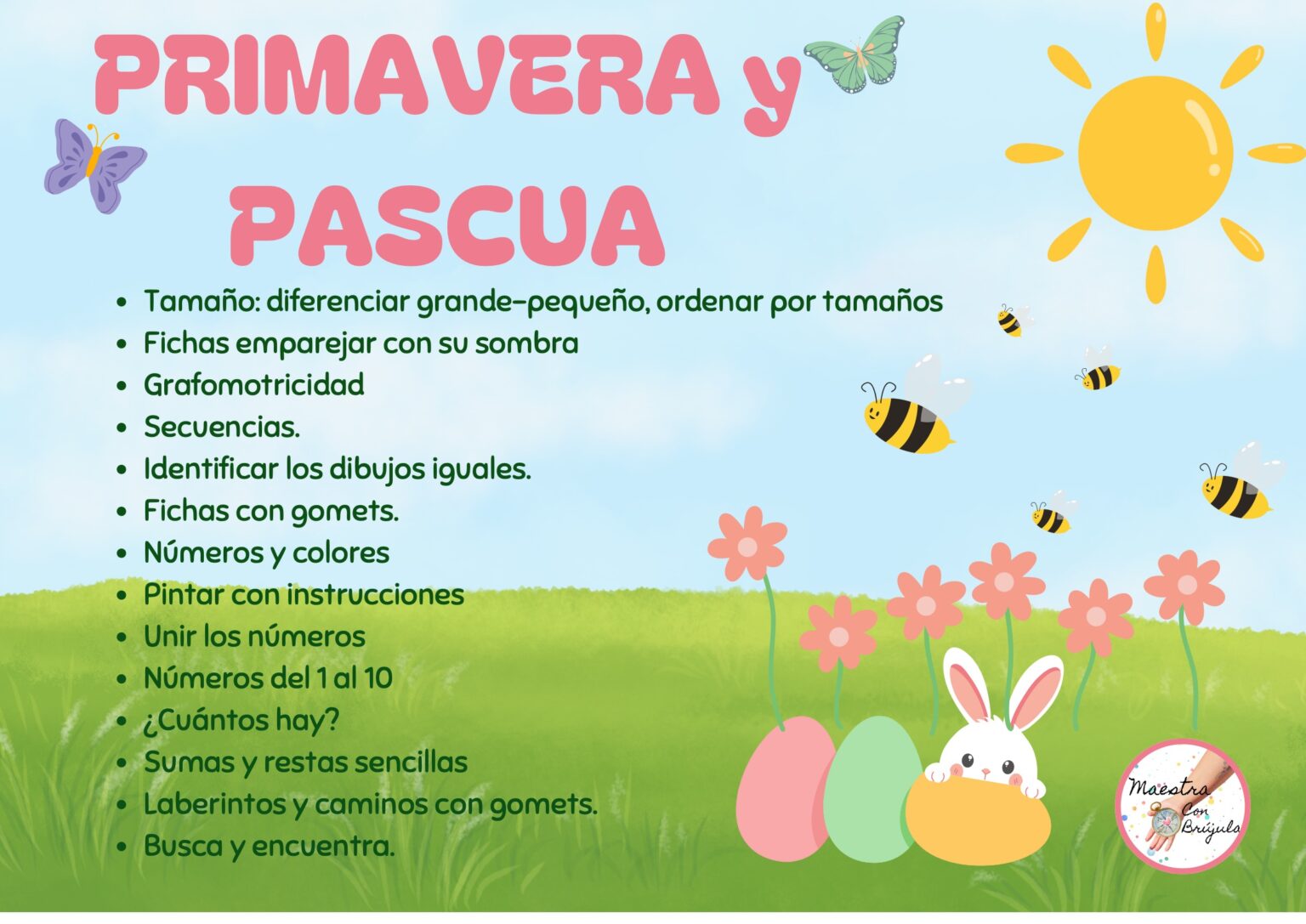 Cuadernito 50 pag. Fichas sencillas trabajamos la Pascua y primavera ...