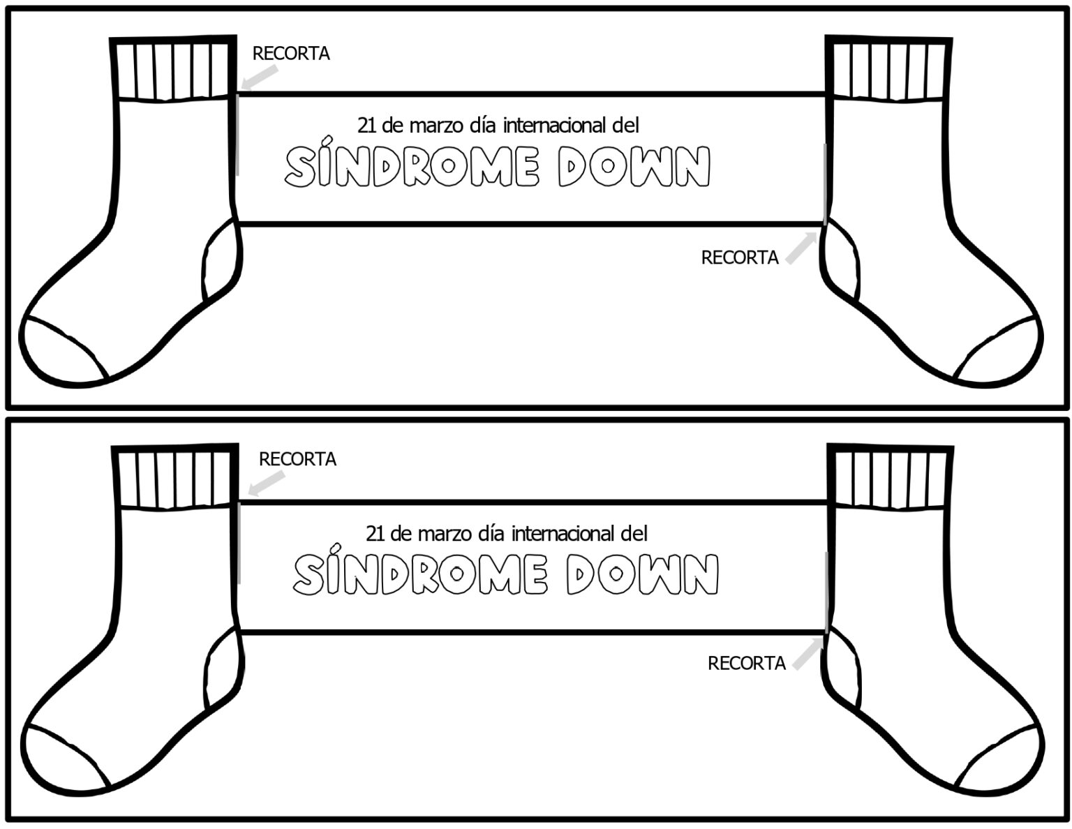 Pulseras de Calcetines colorear: Una Actividad Inclusiva Día Mundial ...