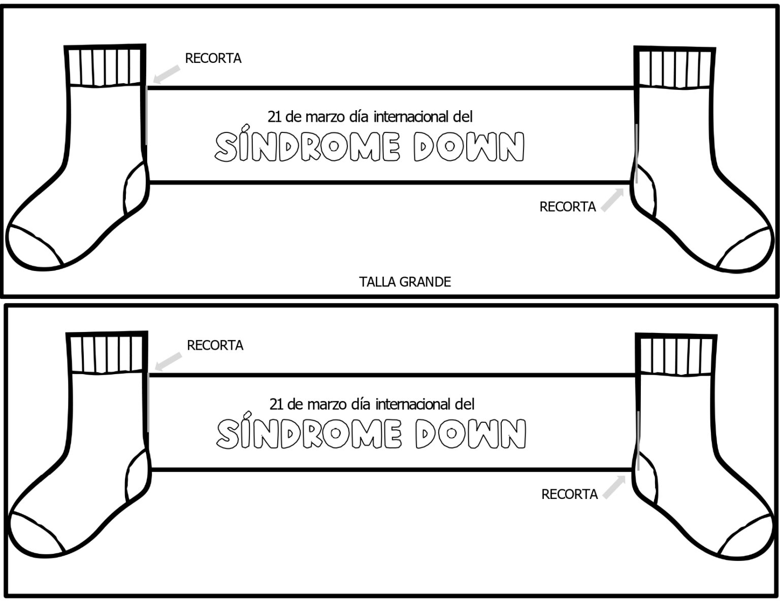 Pulseras de Calcetines colorear: Una Actividad Inclusiva Día Mundial ...