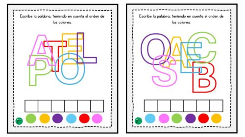 Discriminación visual con códigos de colores: Palabras de 6 letras ...