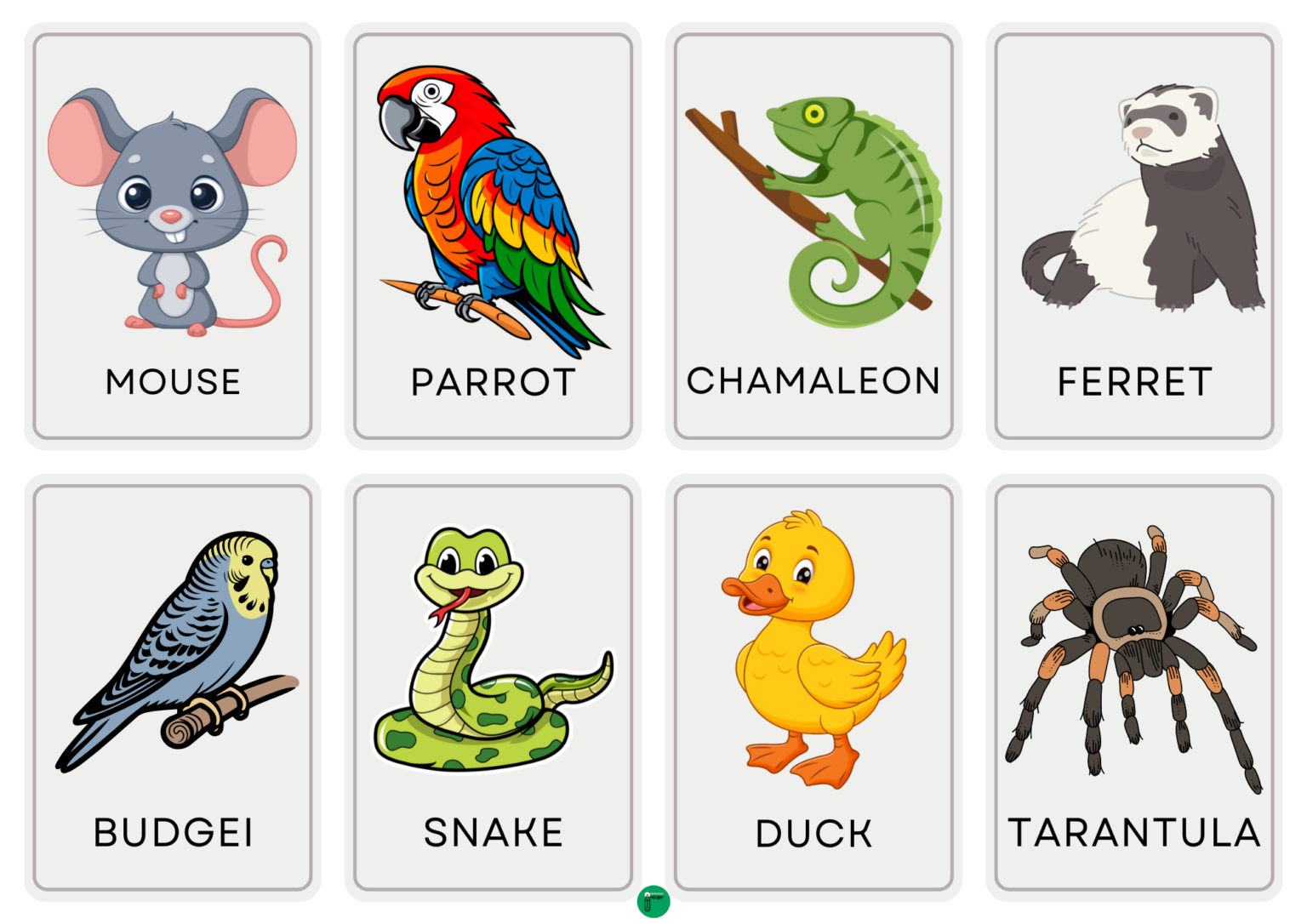 Flashcards Imprimibles sobre Vocabulario de las Mascotas en Inglés ...