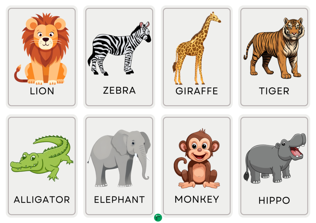 Flashcards Imprimibles sobre Vocabulario del Zoo en Inglés ...