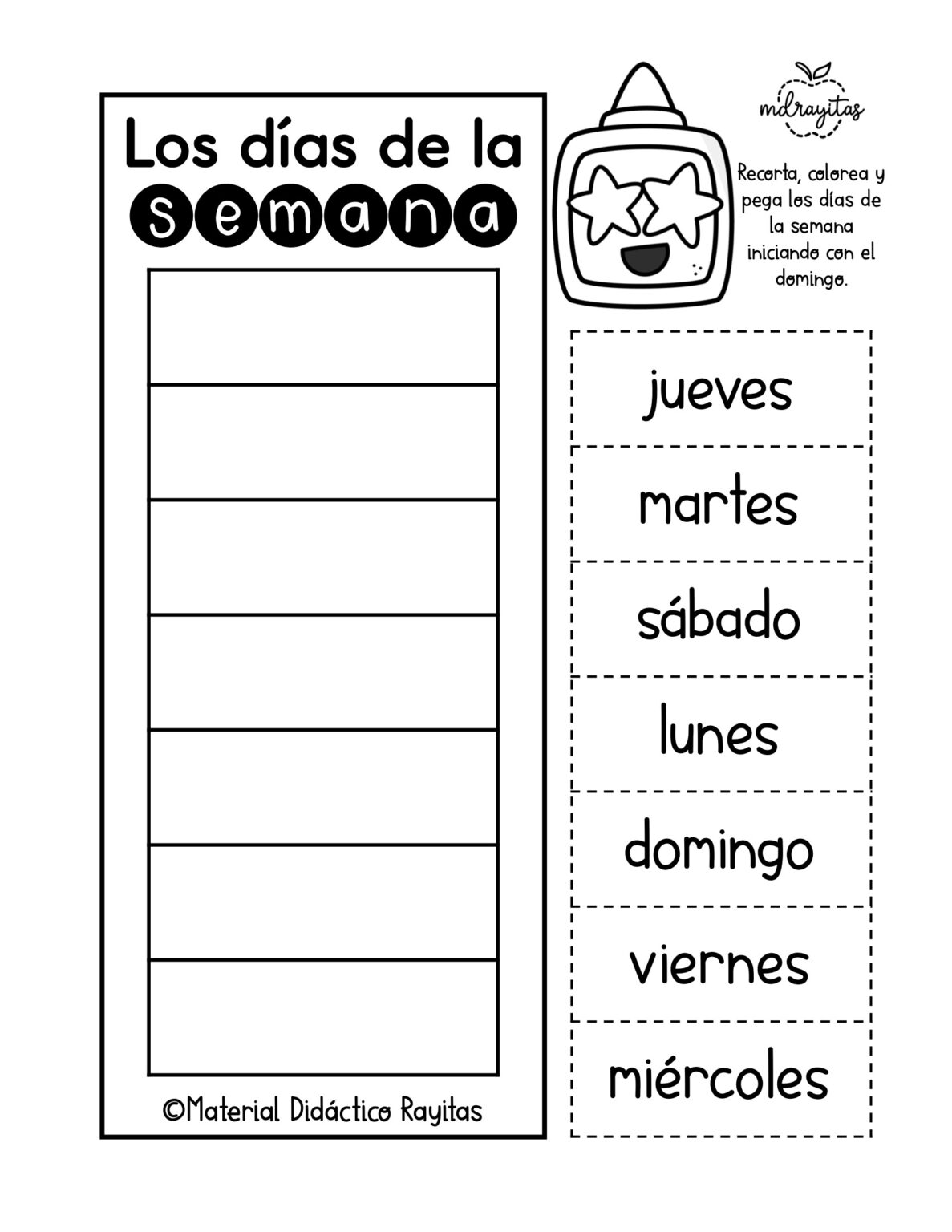 Recortable para que los peques aprendan los días de la semana ...