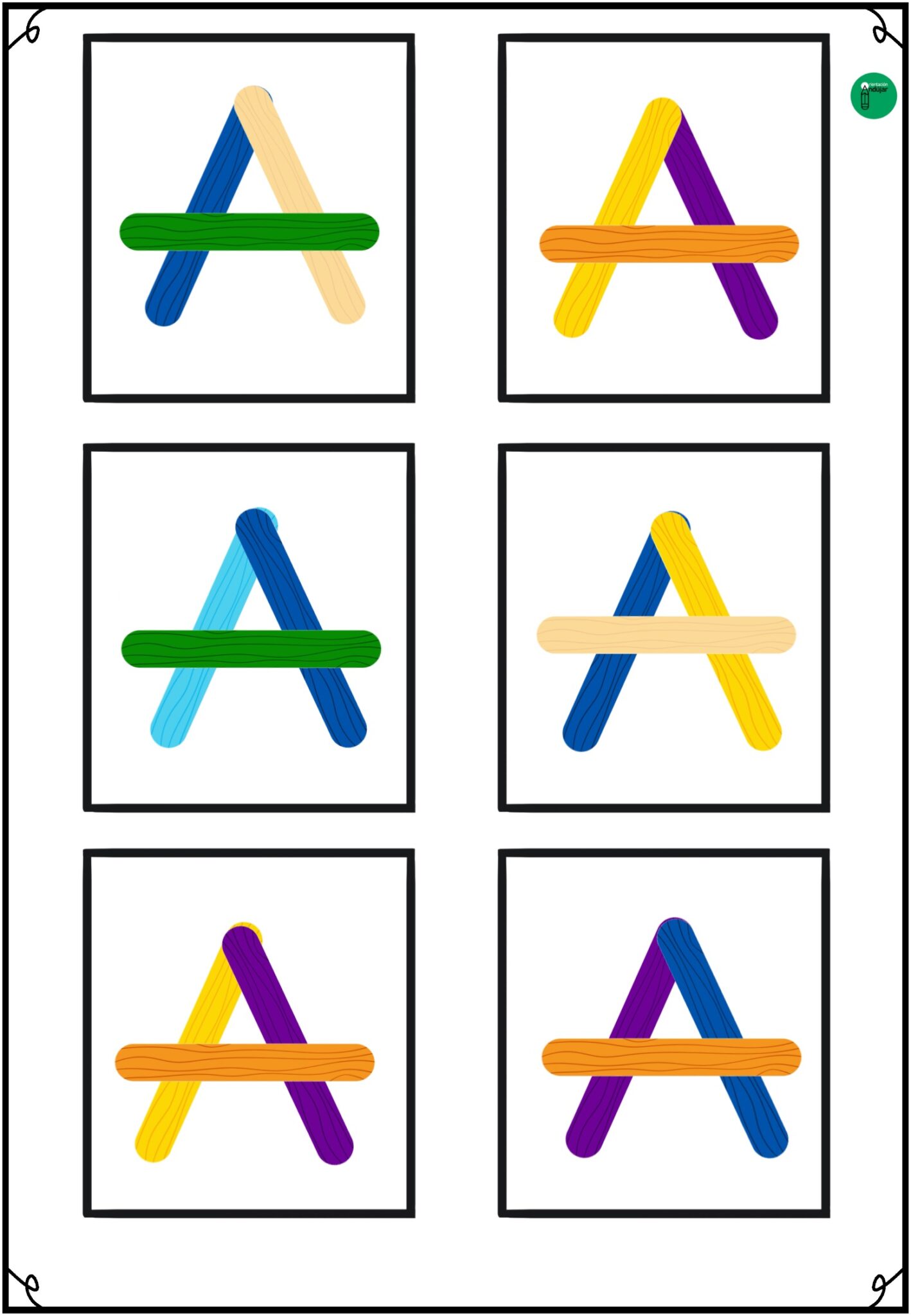 TARJETAS MANIPULATIVAS CON PALOS DE HELADO MEDIO - Orientacion Andujar