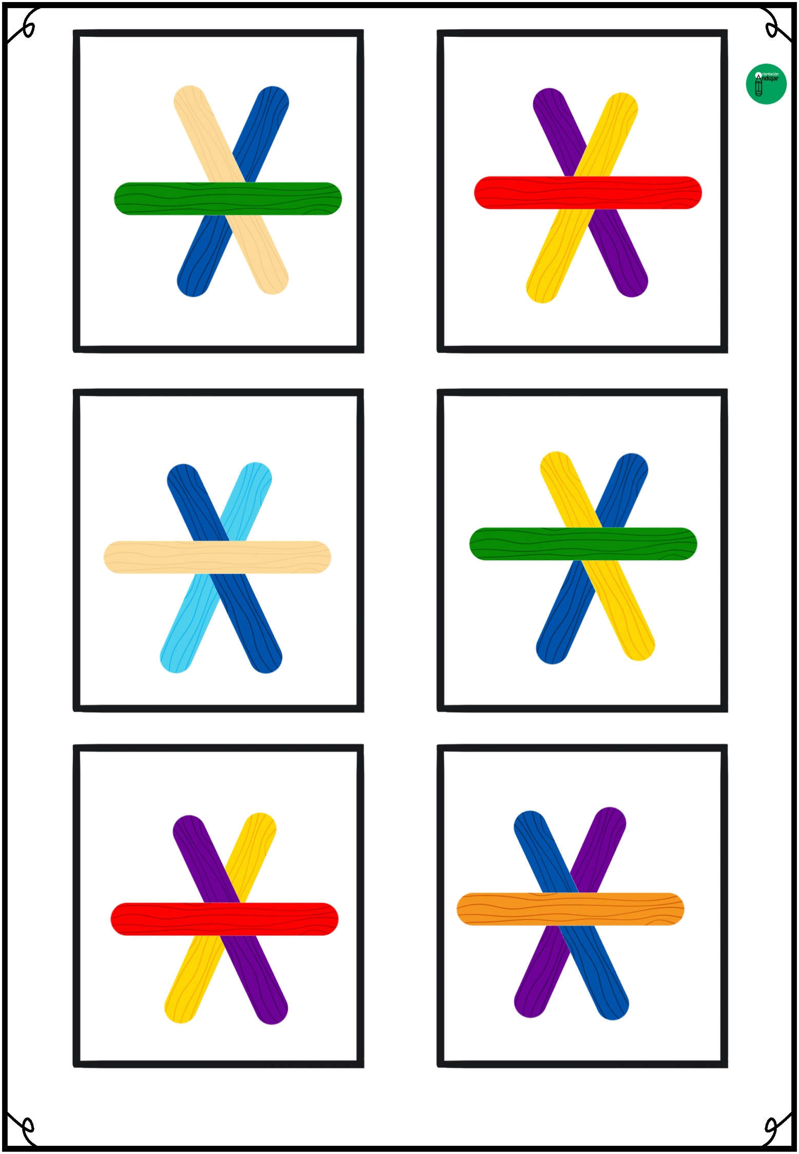 TARJETAS MANIPULATIVAS CON PALOS DE HELADO MEDIO - Orientacion Andujar
