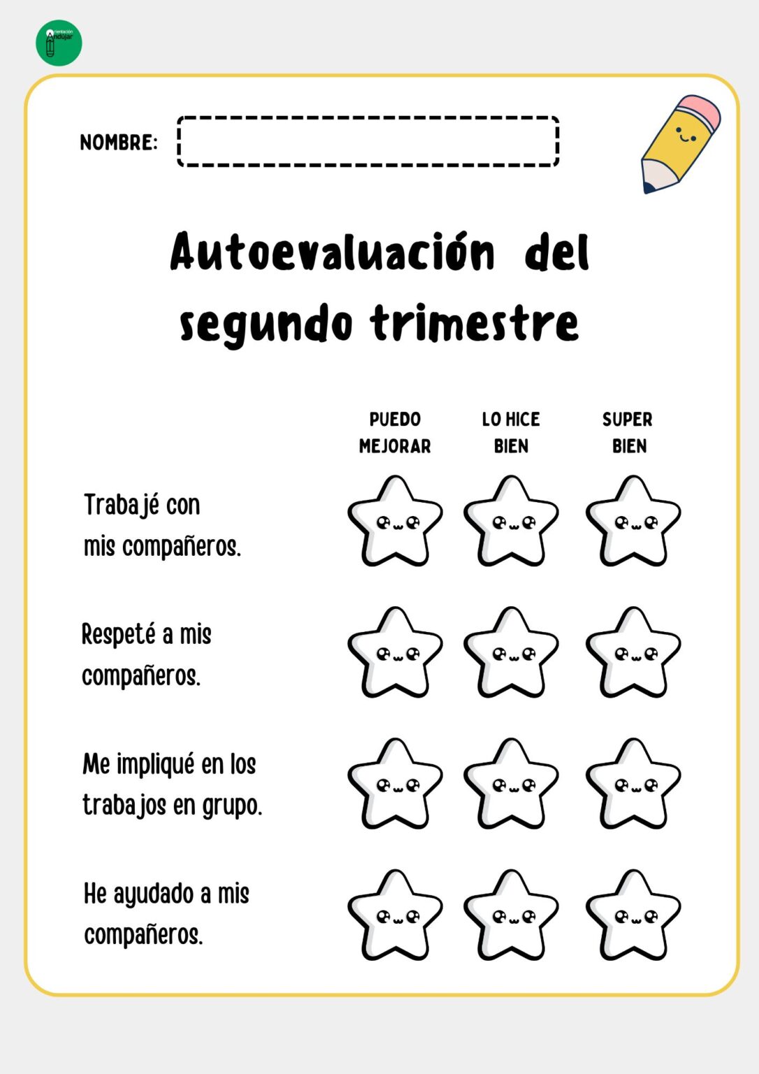 Fichas de autoevaluación para alumnos del segundo trimestre - Orientacion Andujar