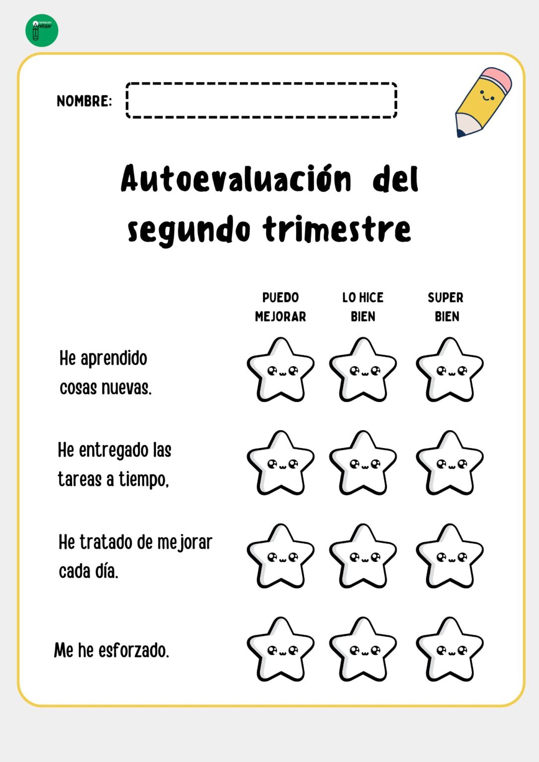 Fichas de autoevaluación para alumnos del segundo trimestre ...