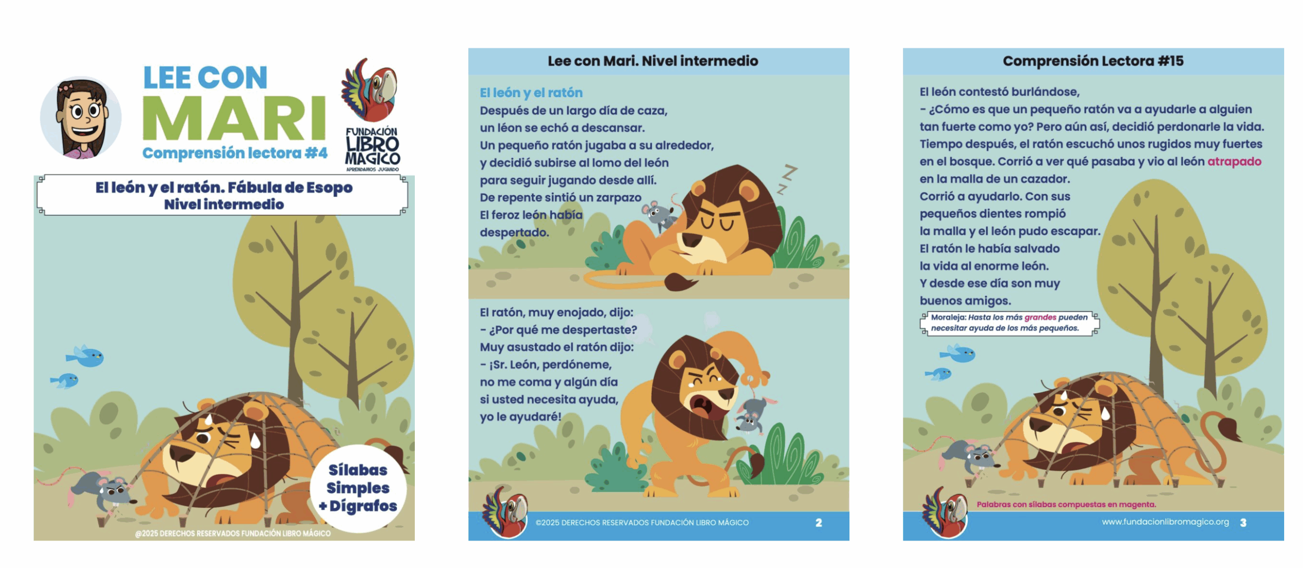 Compresión lectora de fábulas El León y el ratón Fábula de Esopo ...
