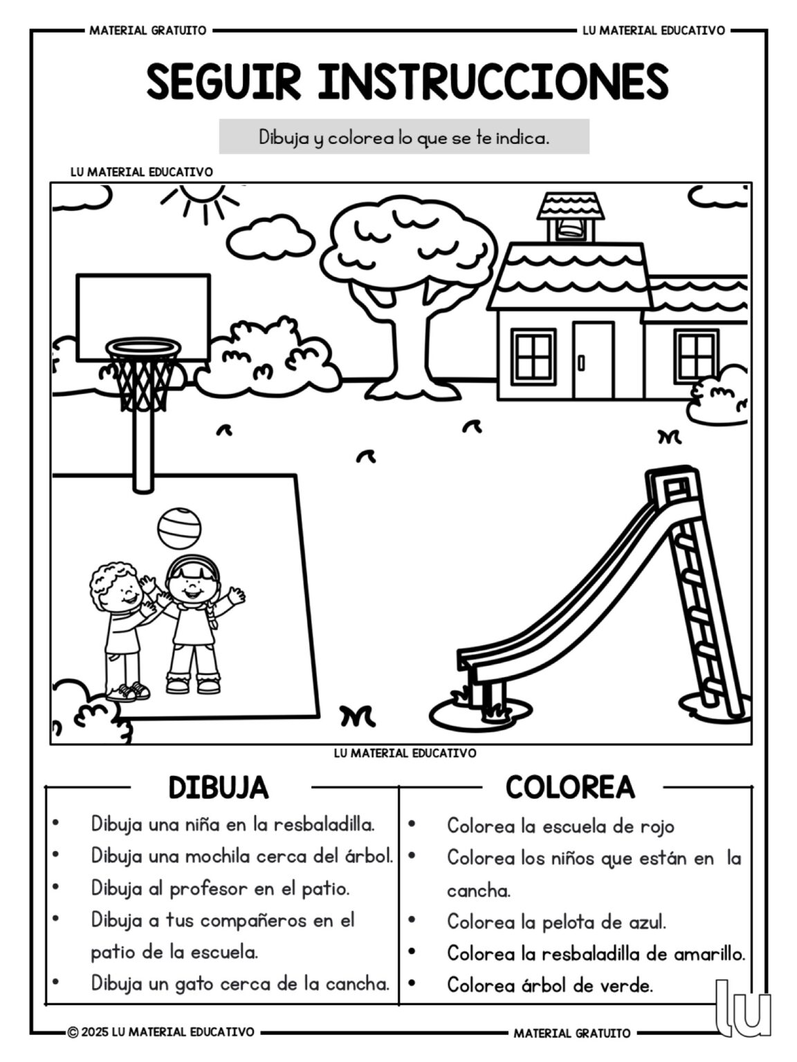 Colorea y Dibuja siguiendo instrucciones - Orientacion Andujar