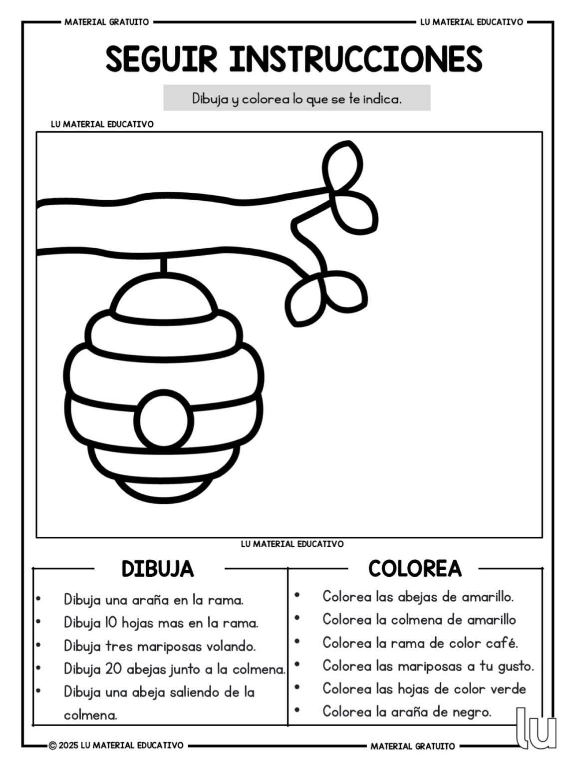 Colorea y Dibuja siguiendo instrucciones - Orientacion Andujar
