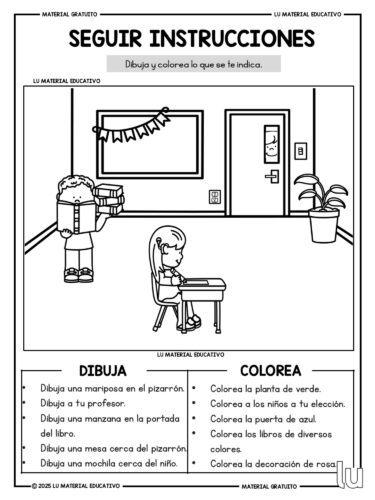 Colorea y Dibuja siguiendo instrucciones - Orientacion Andujar