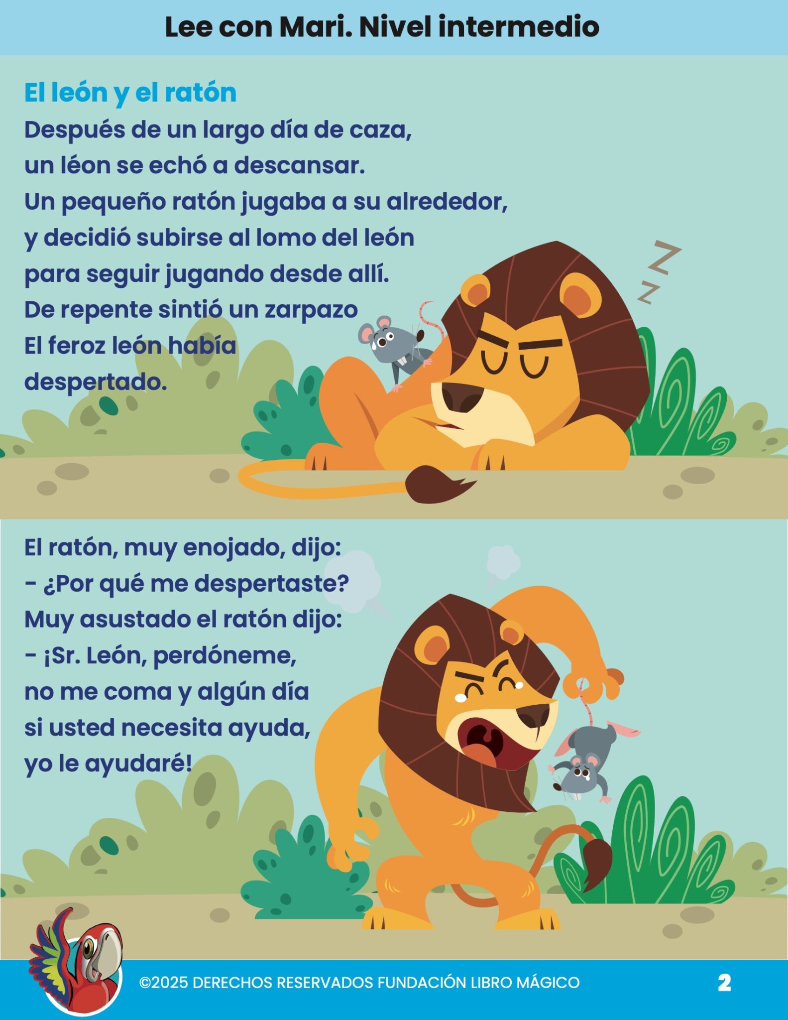 Compresión lectora de fábulas El León y el ratón Fábula de Esopo ...