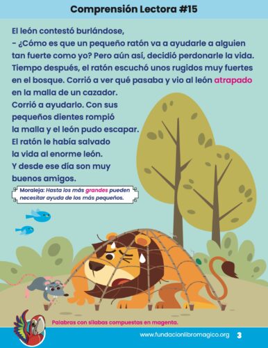 Compresión lectora de fábulas El León y el ratón Fábula de Esopo ...