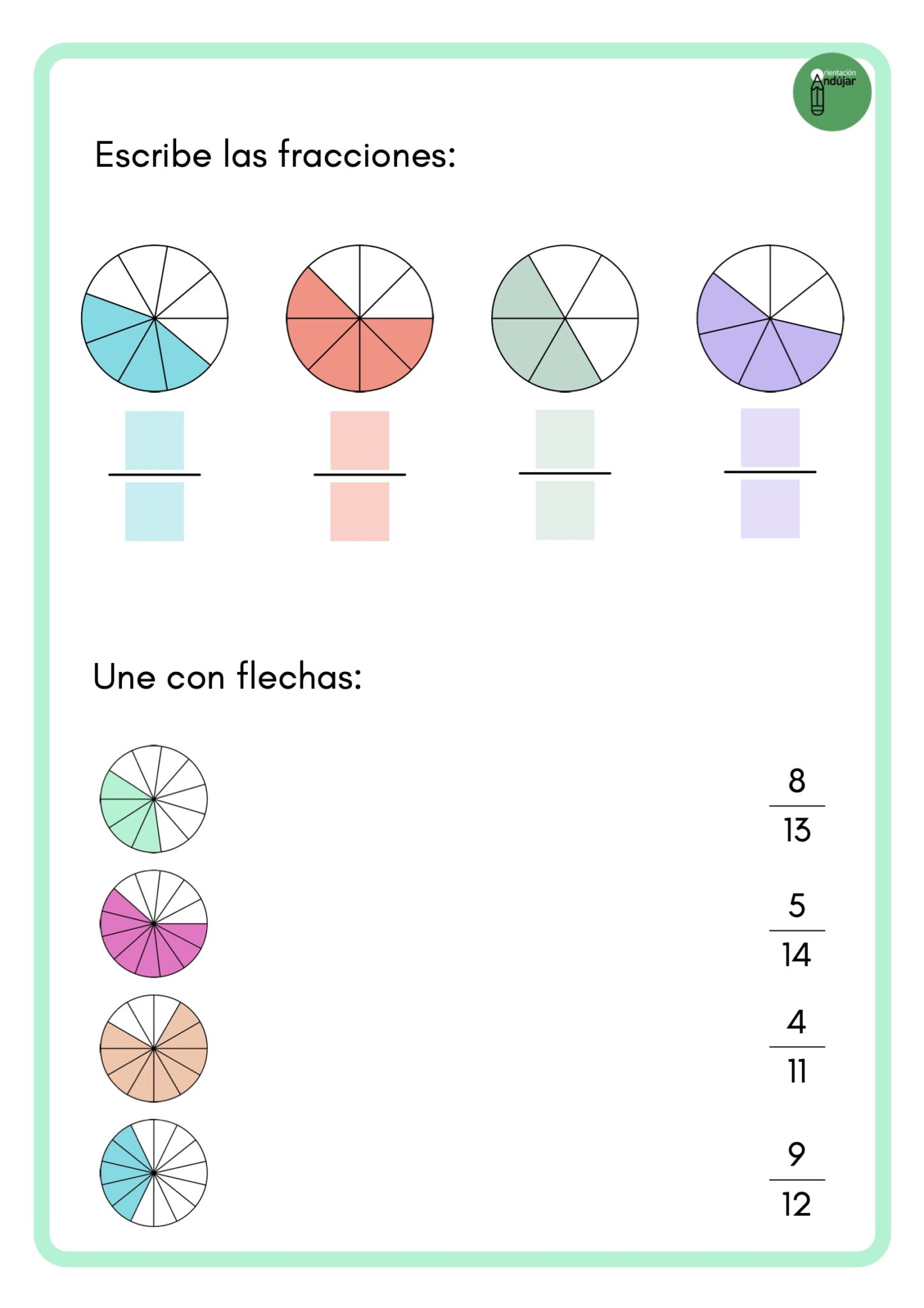 Cuadernos de Actividades con fracciones - Orientacion Andujar