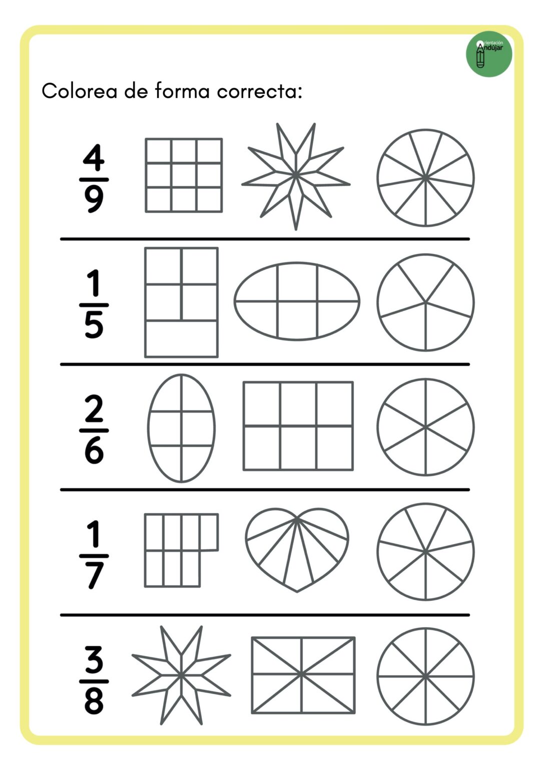 Cuadernos de Actividades con fracciones - Orientacion Andujar