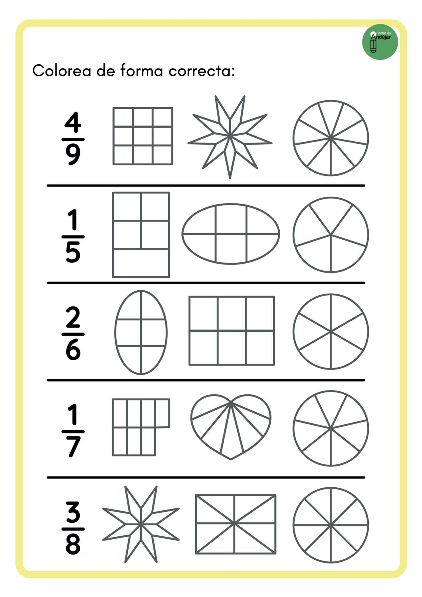 Cuadernos de Actividades con fracciones - Orientacion Andujar