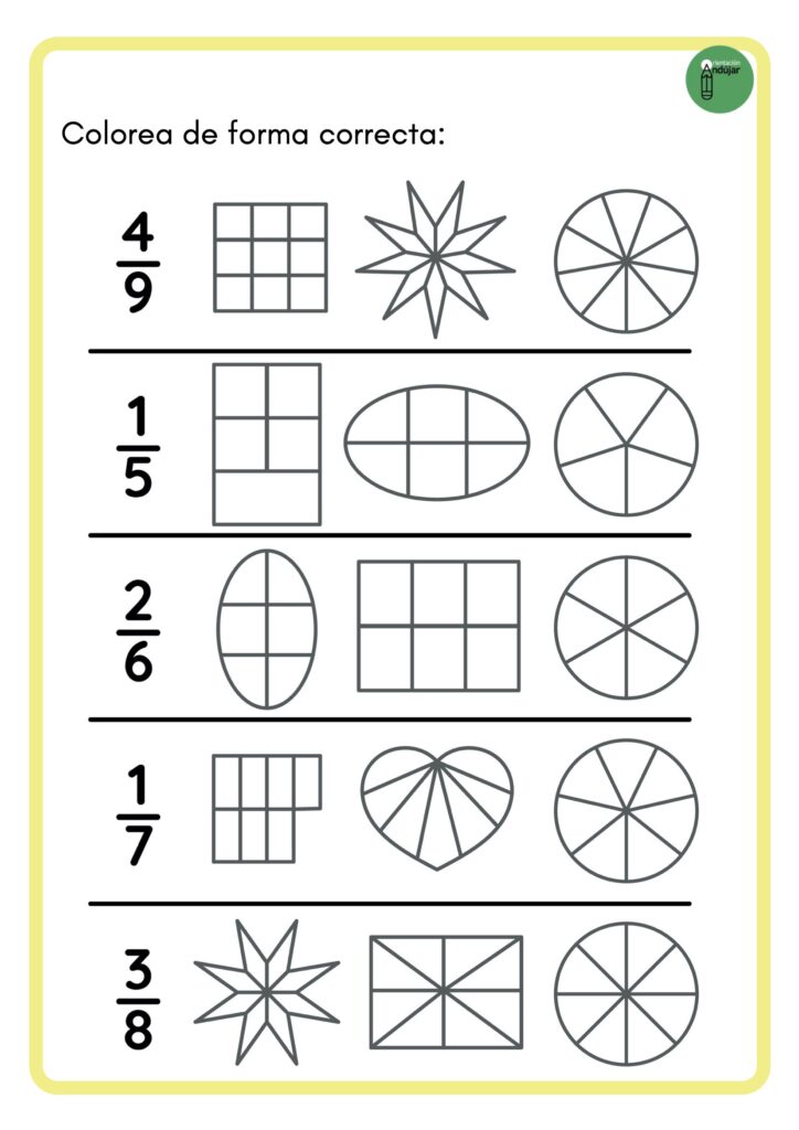 Cuadernos de Actividades con fracciones - Orientacion Andujar