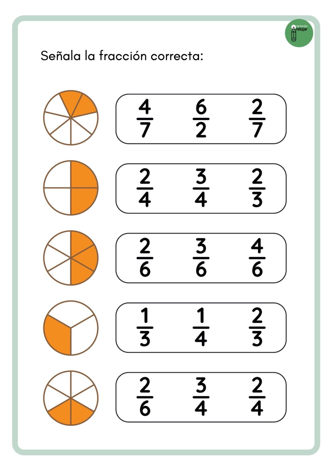 Cuadernos de Actividades con fracciones - Orientacion Andujar