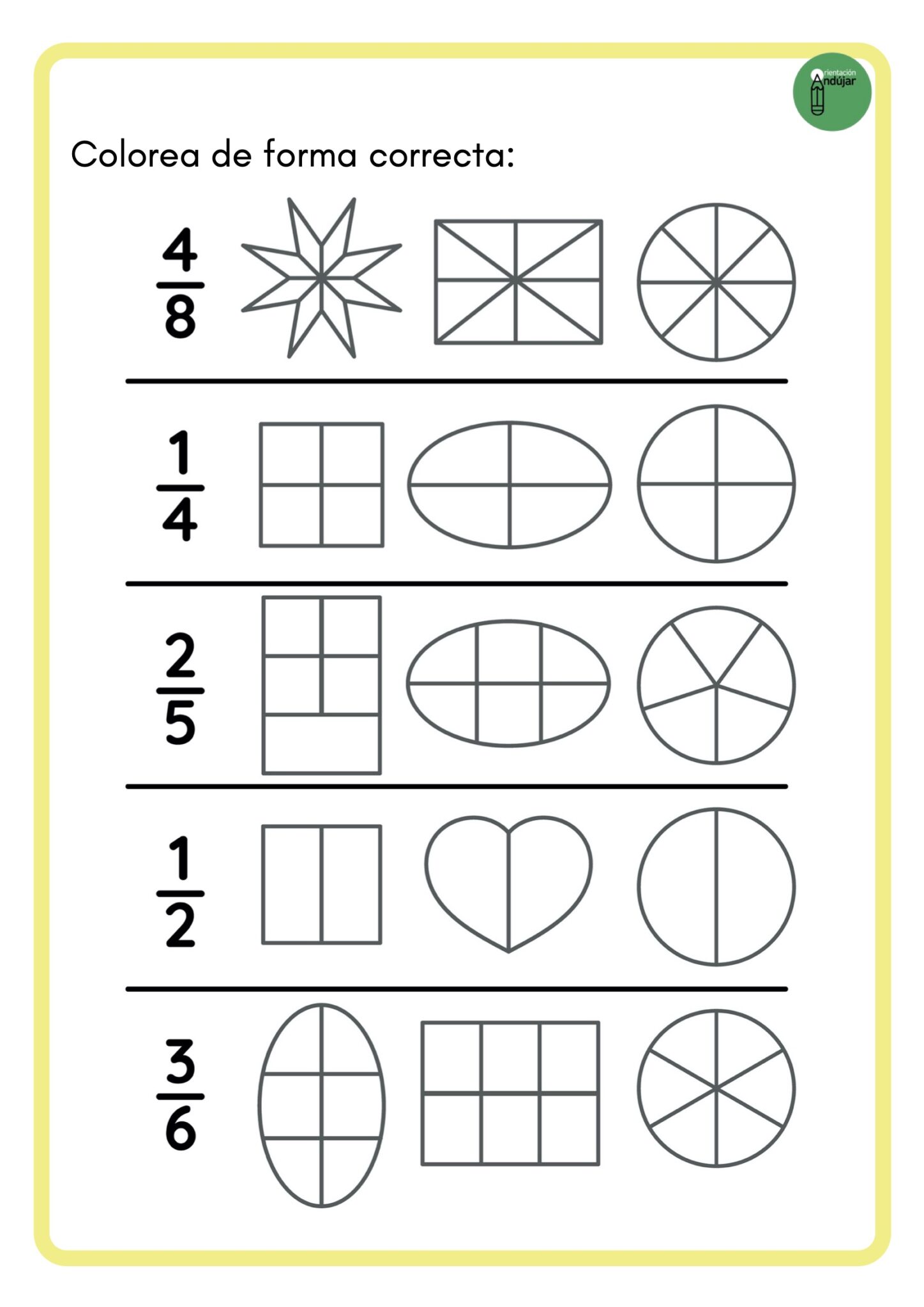 Cuadernos de Actividades con fracciones - Orientacion Andujar