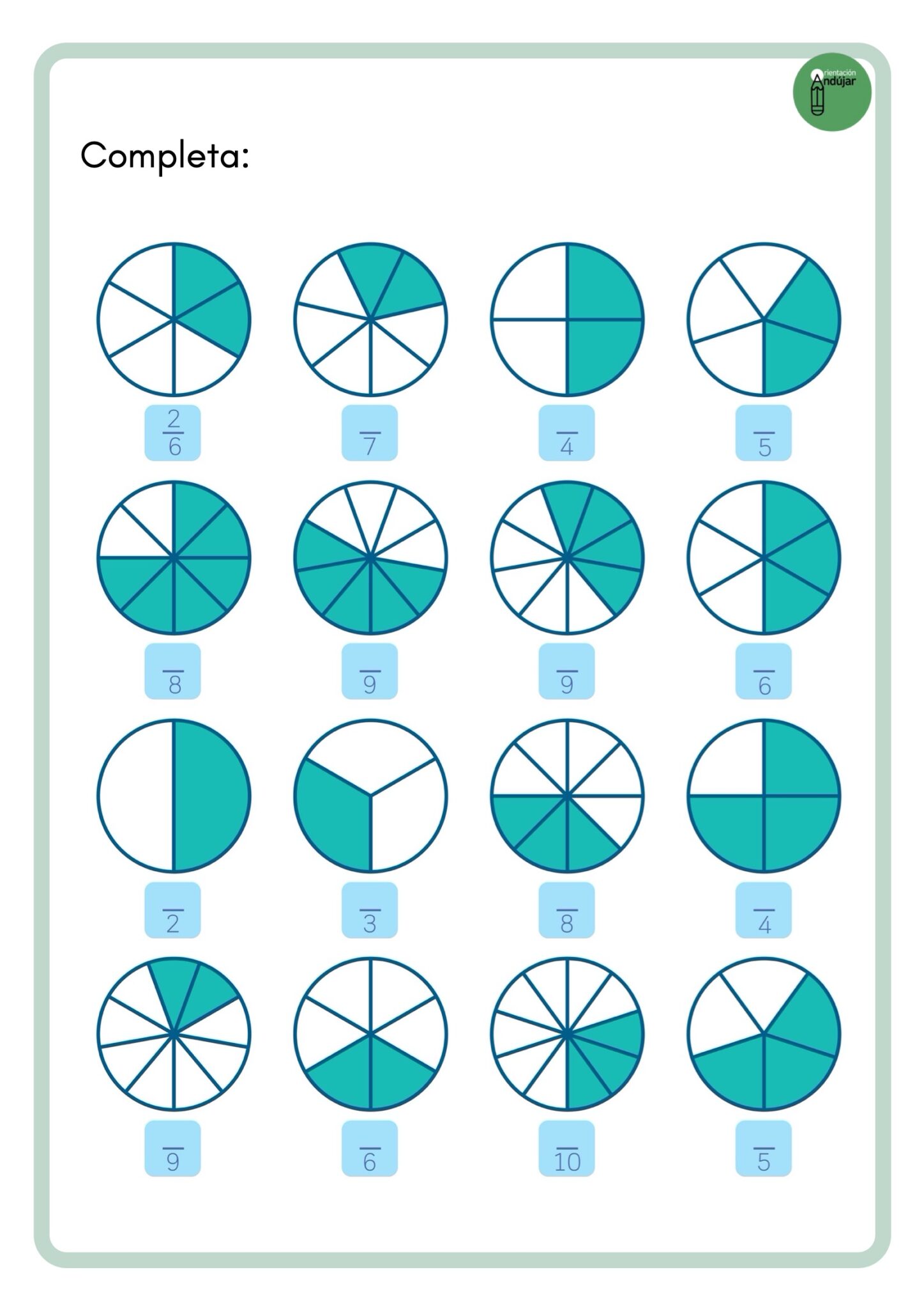 Cuadernos de Actividades con fracciones - Orientacion Andujar