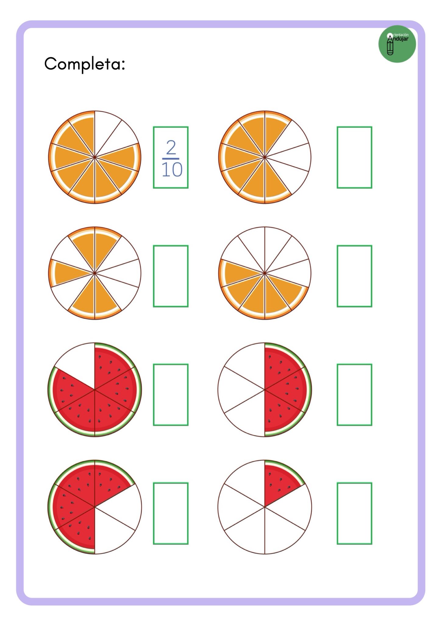 Cuadernos de Actividades con fracciones - Orientacion Andujar