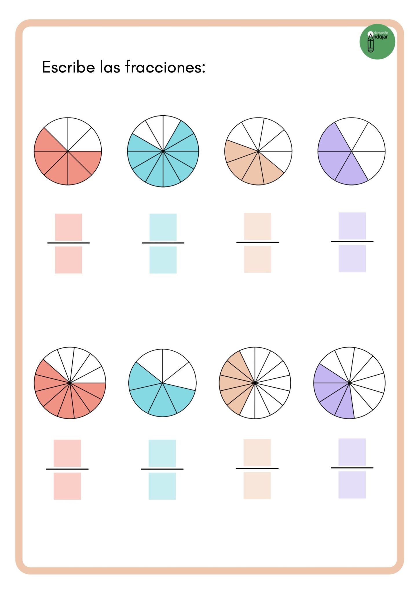 Cuadernos de Actividades con fracciones - Orientacion Andujar
