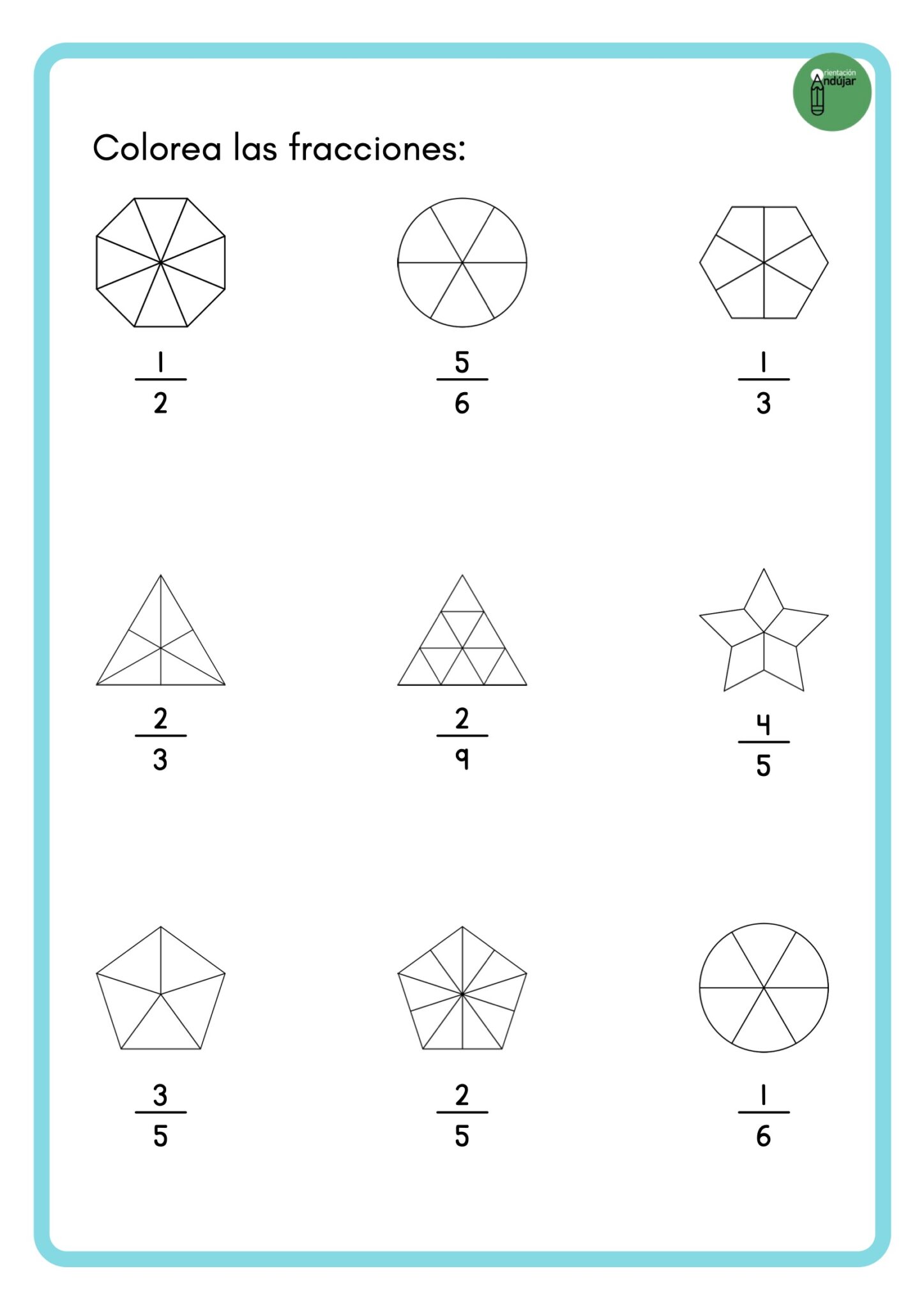 Cuadernos de Actividades con fracciones - Orientacion Andujar