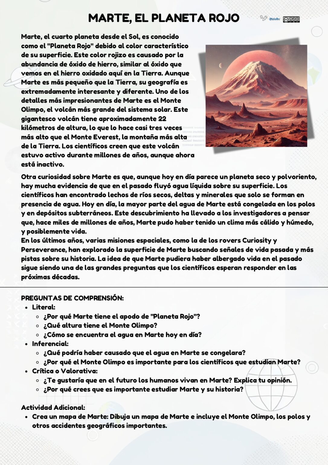 10 fichas Compresión lectora 2º y 3.er ciclo Tierra, dinosaurios y ...