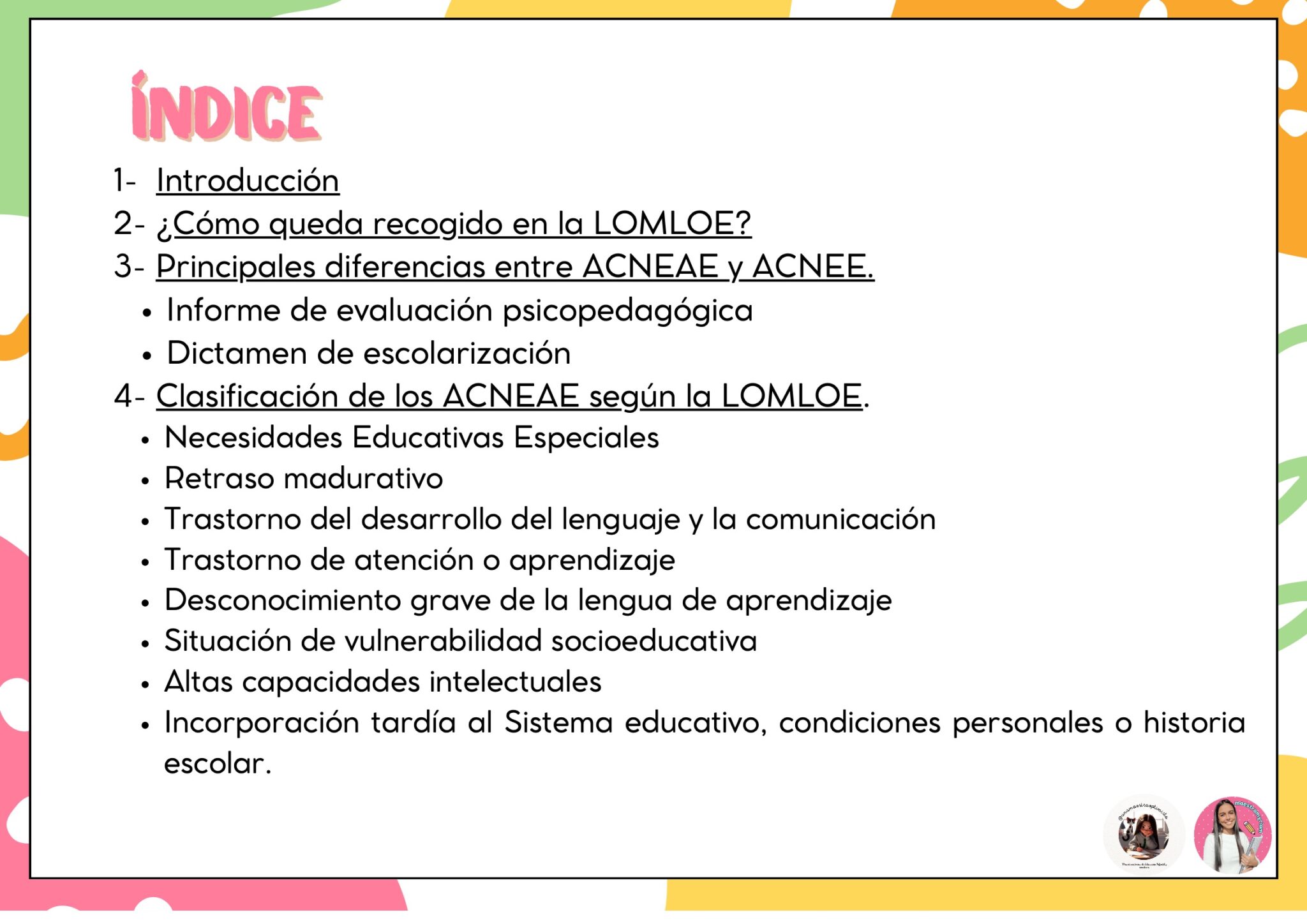 Diferencias entre ACNEE y ACNEAE según la LOMLOE - Orientacion Andujar