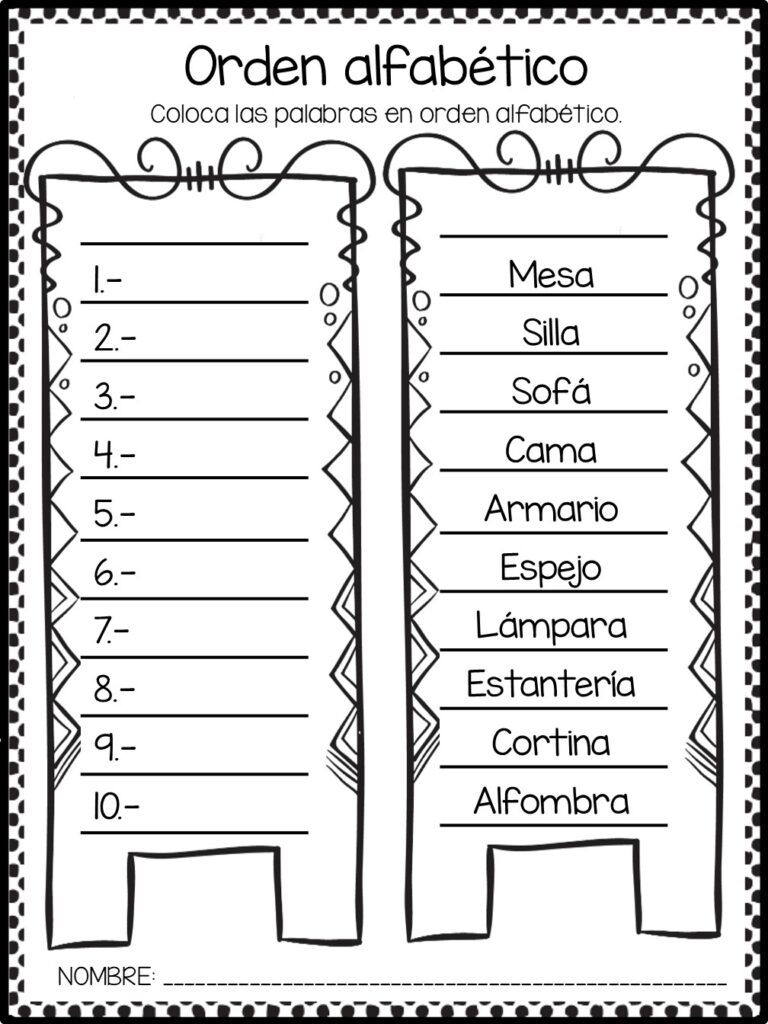 Ordenamos palabras alfabéticamente - Orientacion Andujar