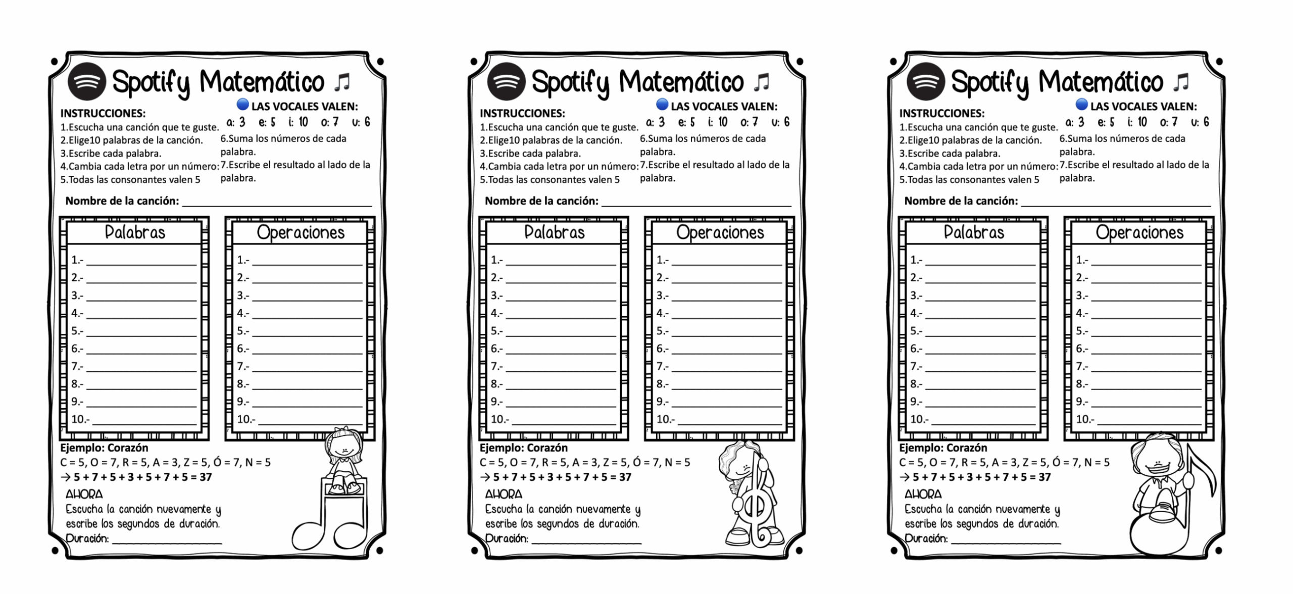 Spotify Matemático – Ficha de Trabajo - Orientacion Andujar