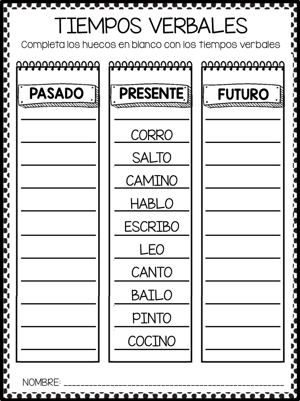 TRABAJAMOS LOS TIEMPOS VERBALES pasado presente y futuro - Orientacion ...