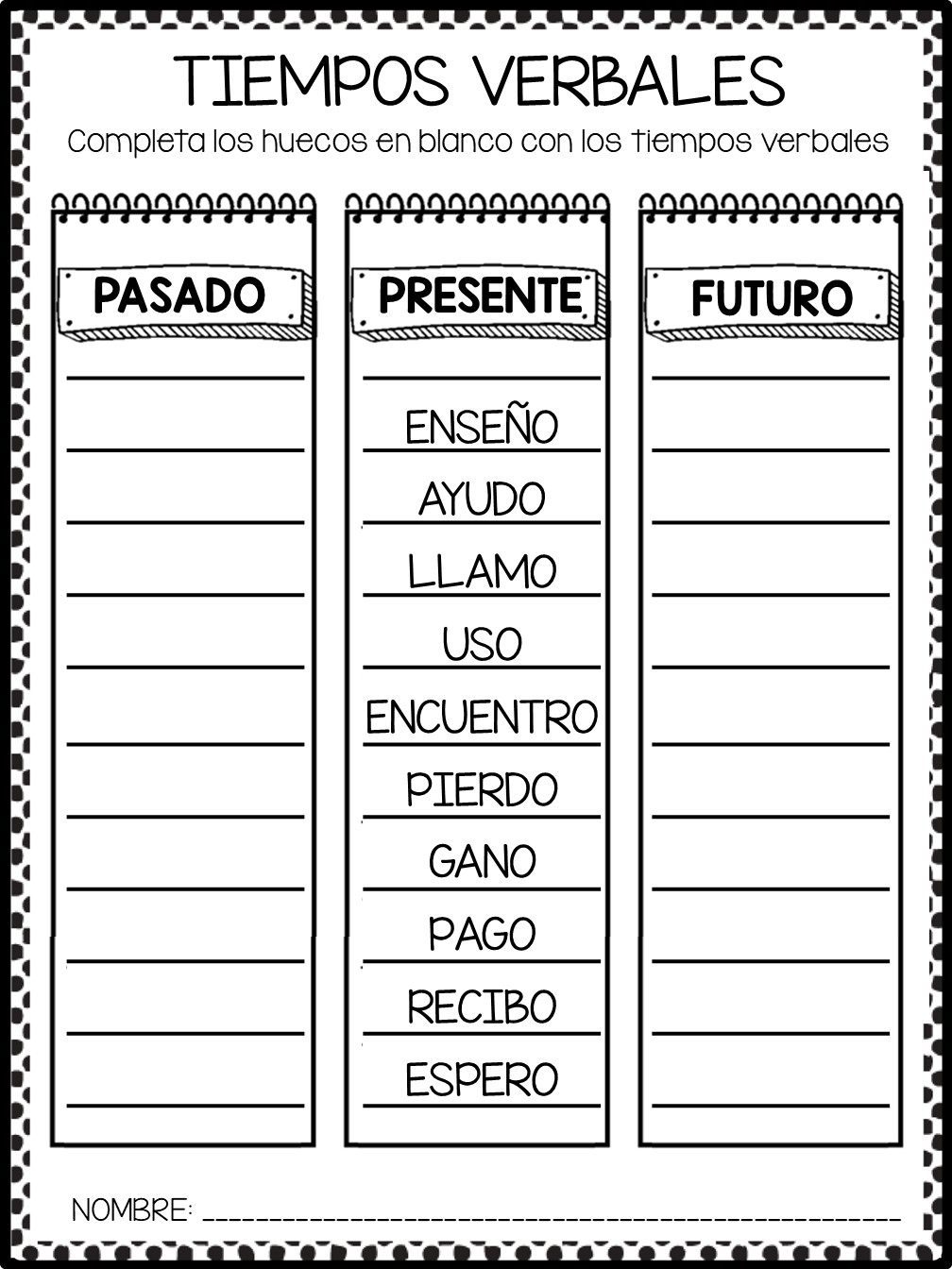 TRABAJAMOS LOS TIEMPOS VERBALES pasado presente y futuro - Orientacion ...