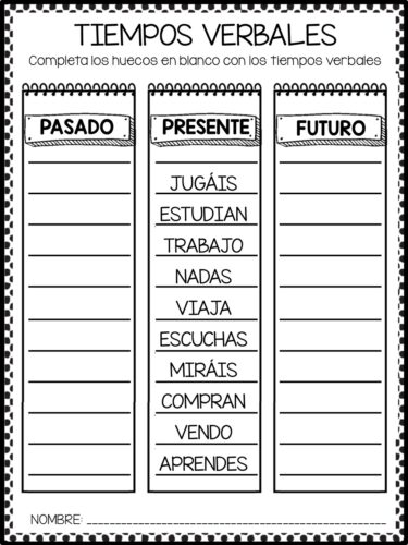 TRABAJAMOS LOS TIEMPOS VERBALES pasado presente y futuro - Orientacion ...