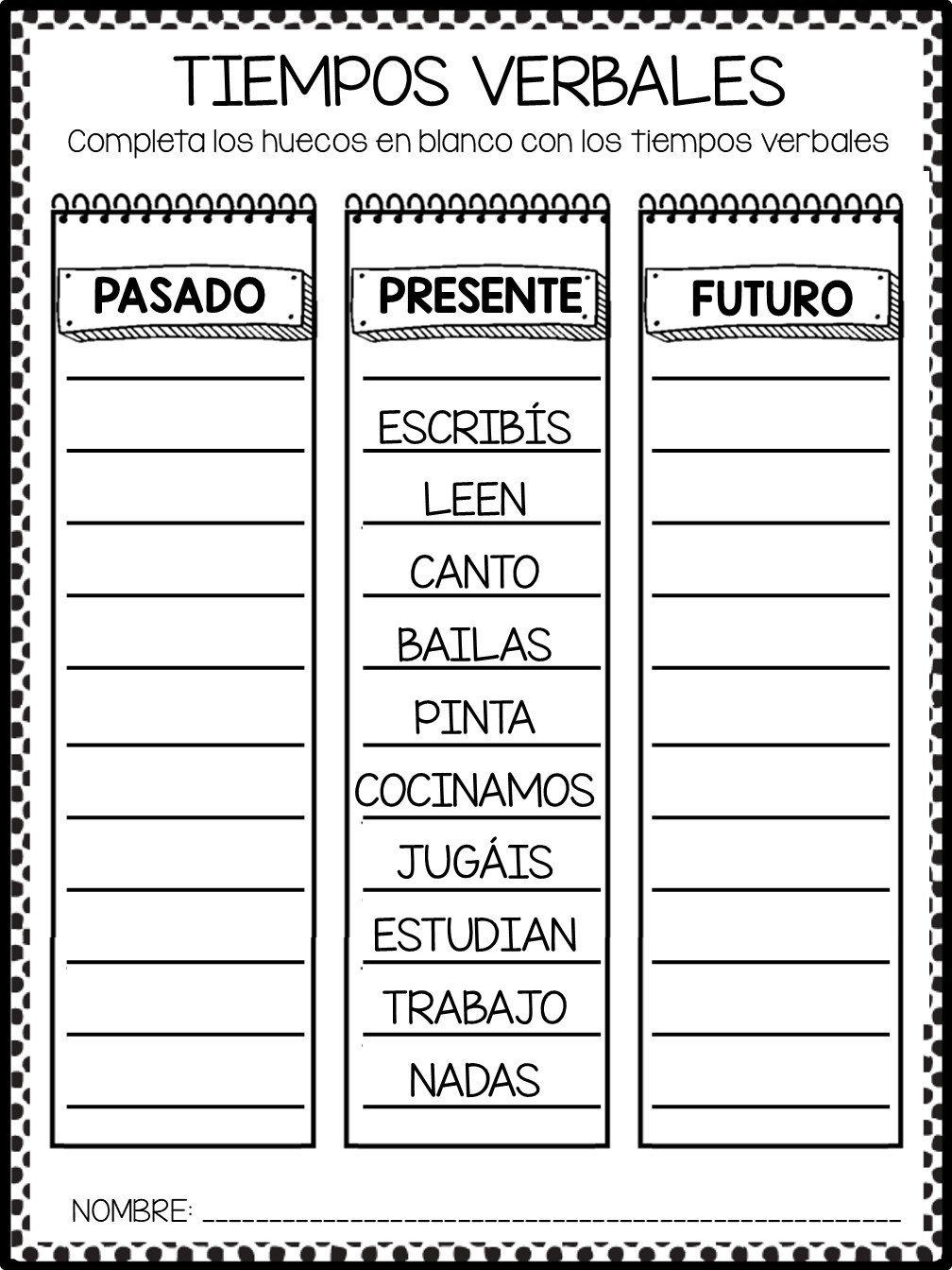 TRABAJAMOS LOS TIEMPOS VERBALES pasado presente y futuro - Orientacion ...