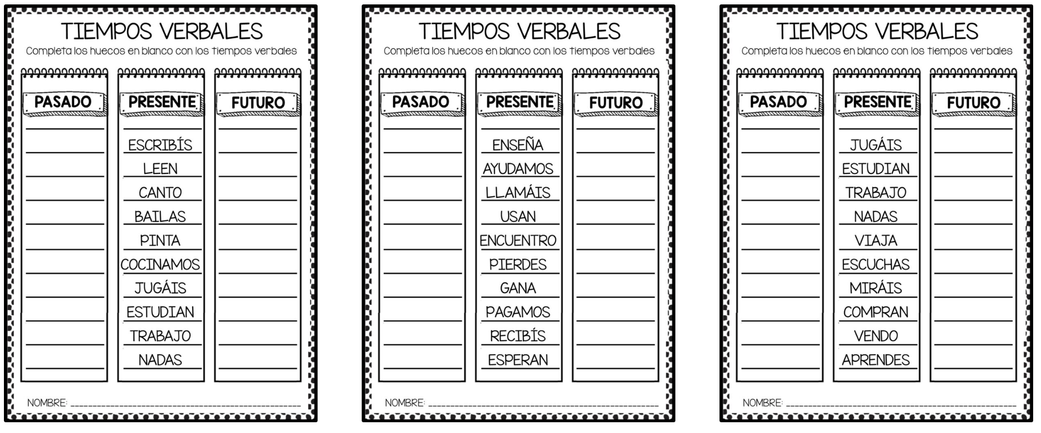 TRABAJAMOS LOS TIEMPOS VERBALES pasado presente y futuro - Orientacion ...