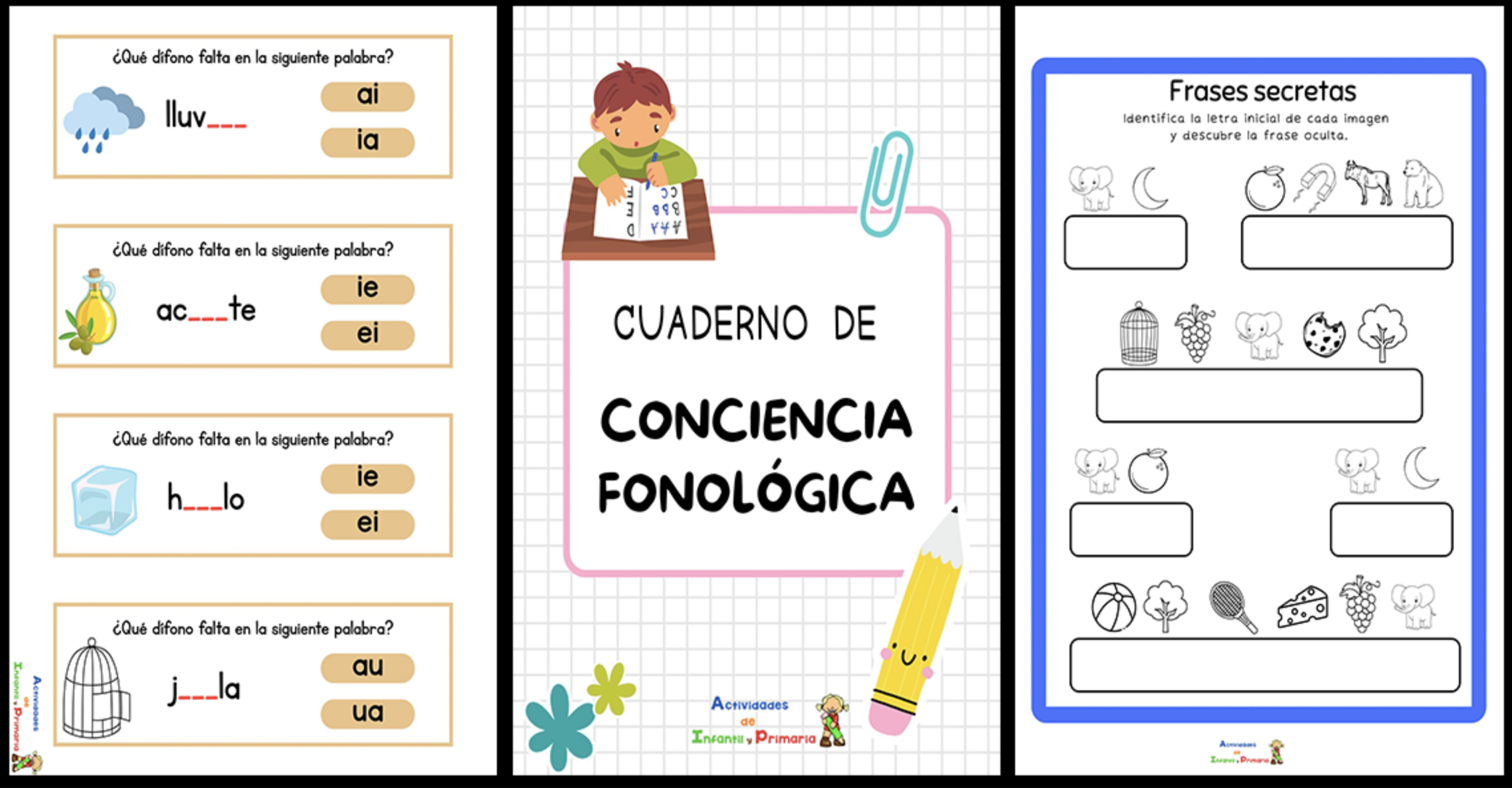 Bonito minicuaderno de actividades Conciencia Fonológica - Orientacion ...