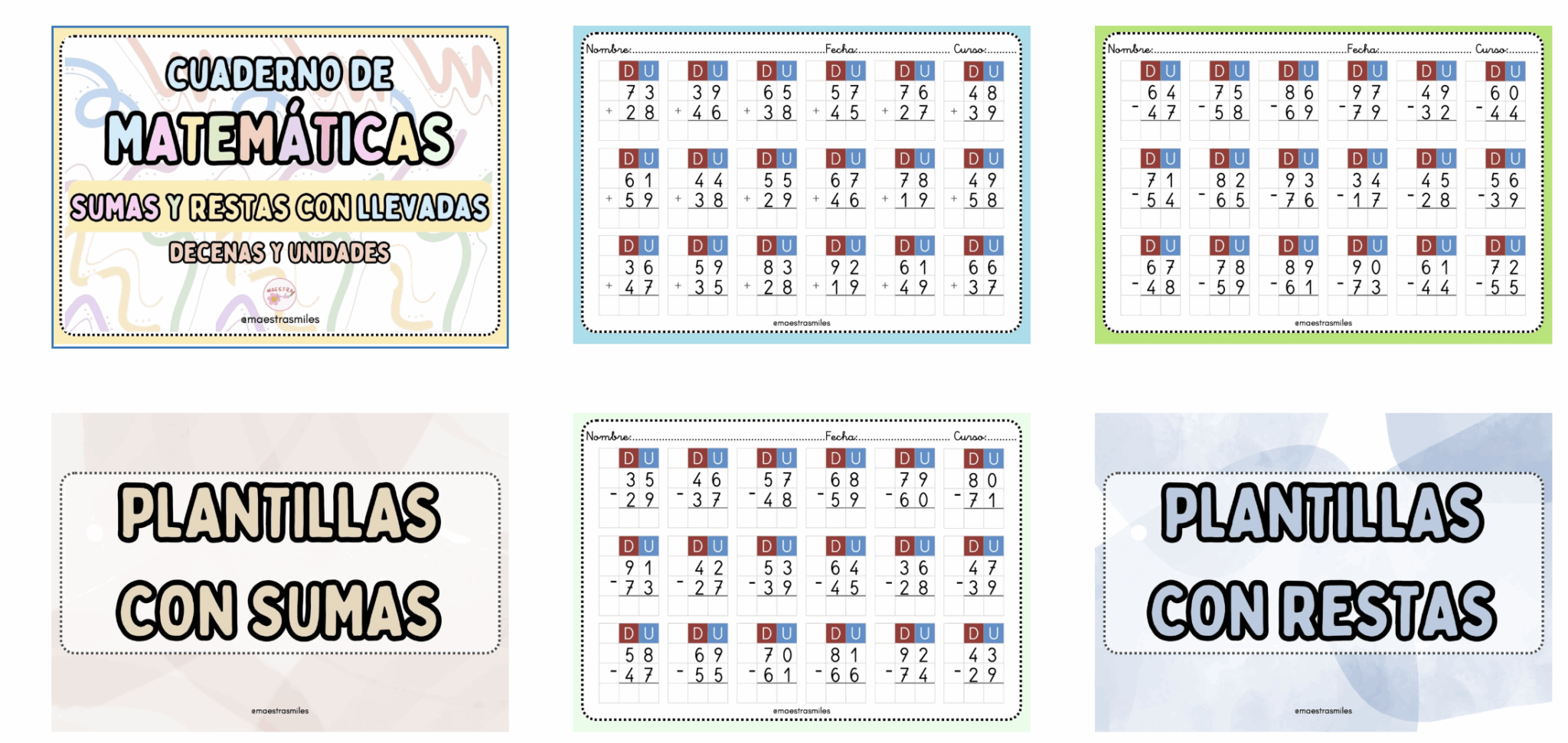 Cuadernillo de restas de 3 cifras sin llevada -Orientacion Andujar