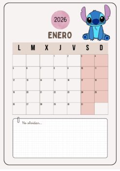 LILO Y STICH CALENDARIO CURSO 2025-2026 - Orientacion Andujar