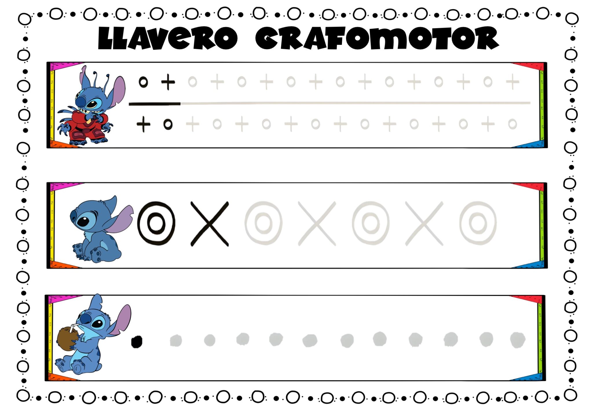 Llaverito manipulativo de trazos de Lilo y Stitch - Actividades de ...