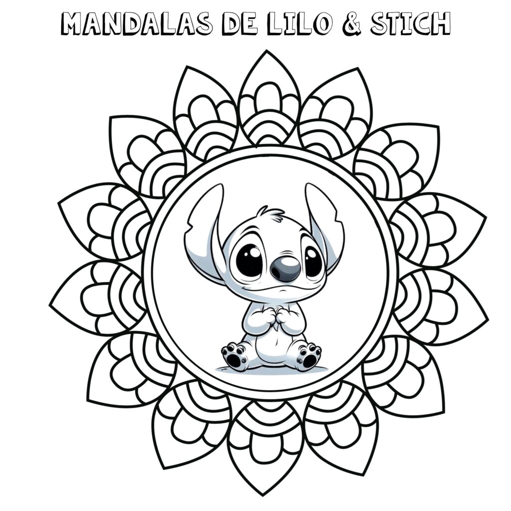 Preciosa colección de mandalas para colorear de Lilo y Stitch ...