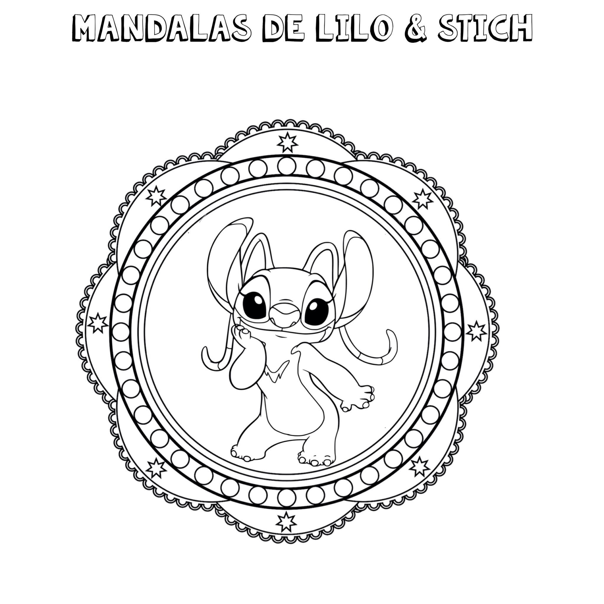 Preciosa colección de mandalas para colorear de Lilo y Stitch ...