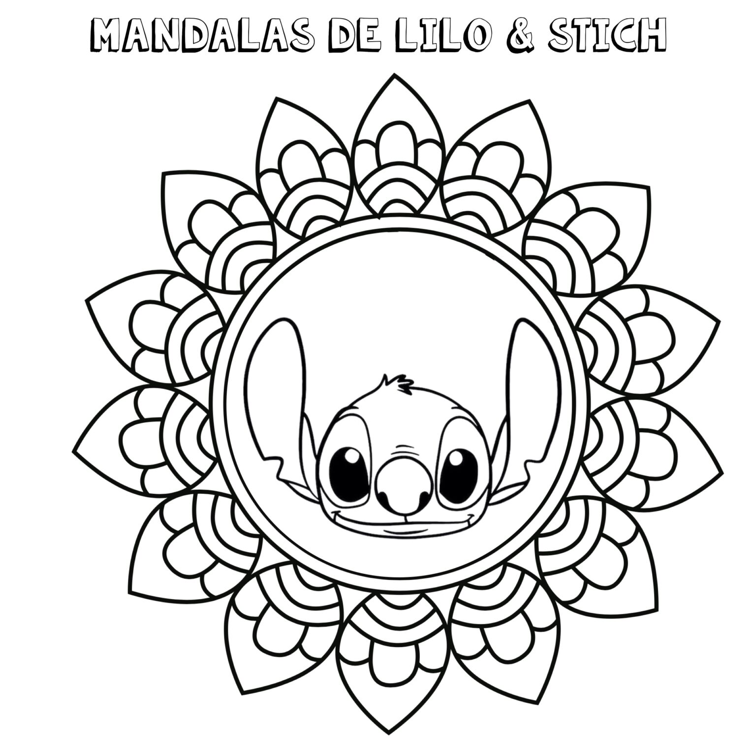 Preciosa colección de mandalas para colorear de Lilo y Stitch ...