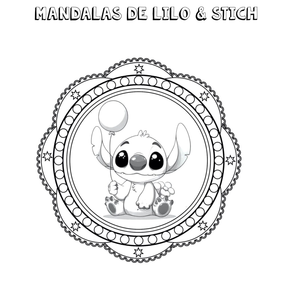 Preciosa colección de mandalas para colorear de Lilo y Stitch ...