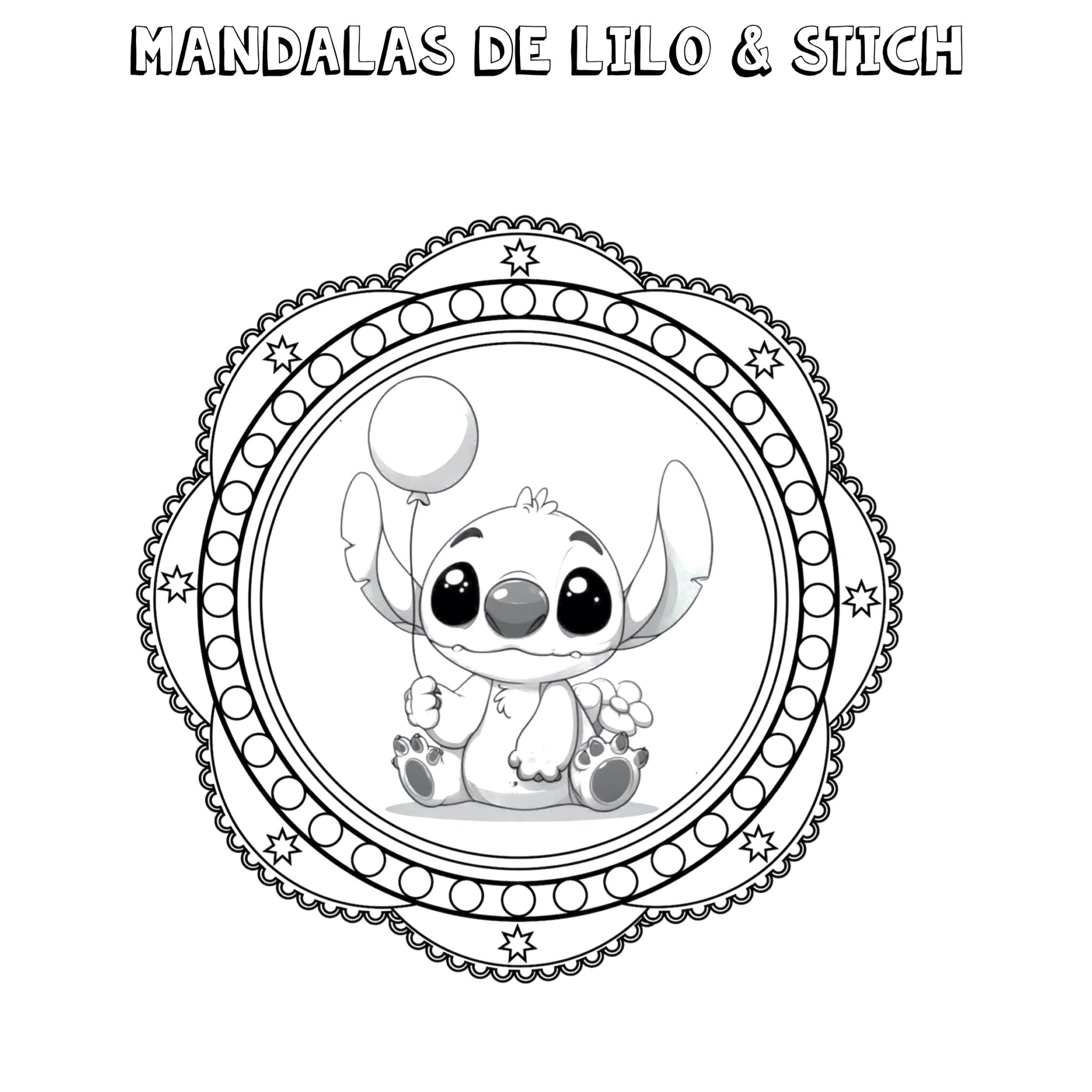 Preciosa colección de mandalas para colorear de Lilo y Stitch ...