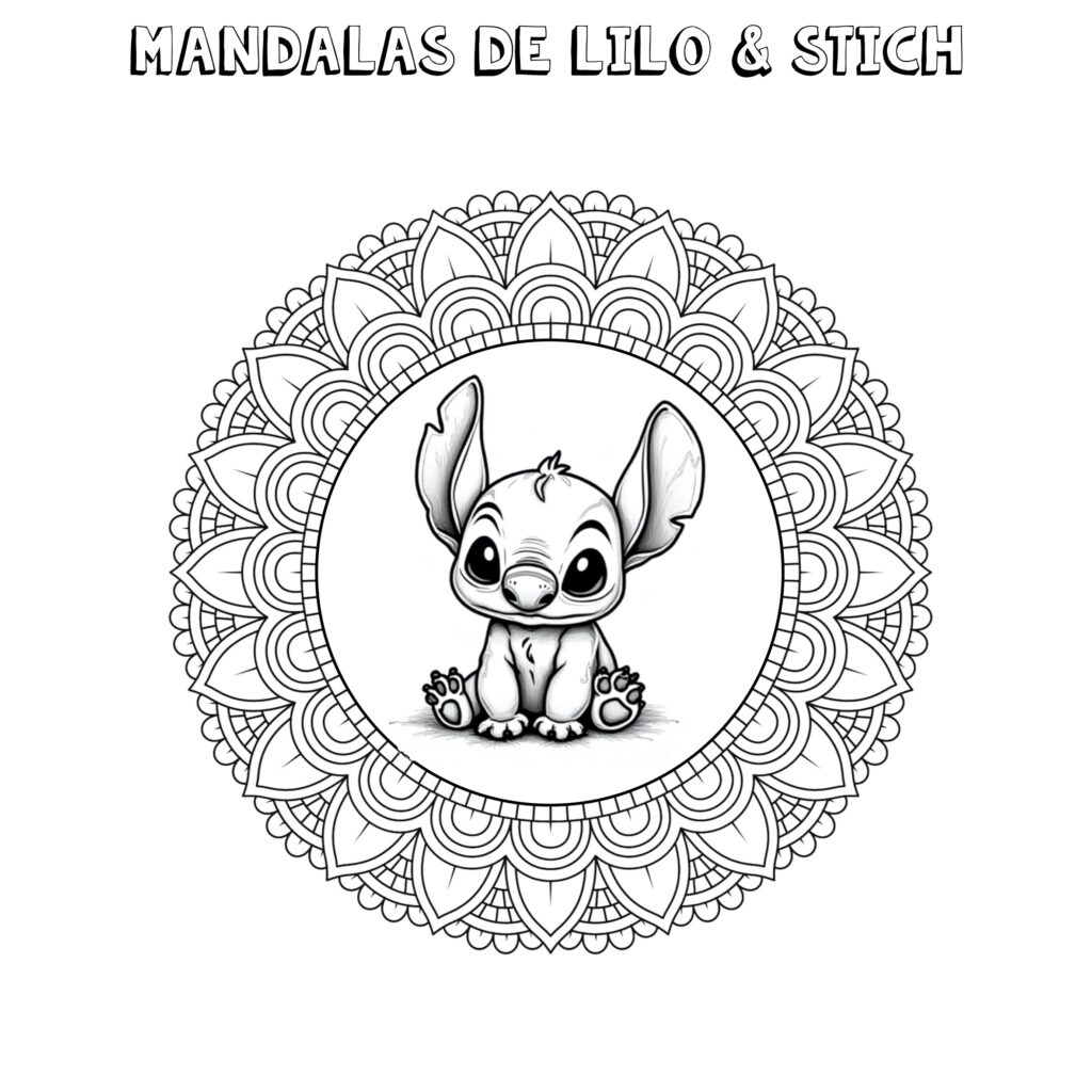 Preciosa colección de mandalas para colorear de Lilo y Stitch ...
