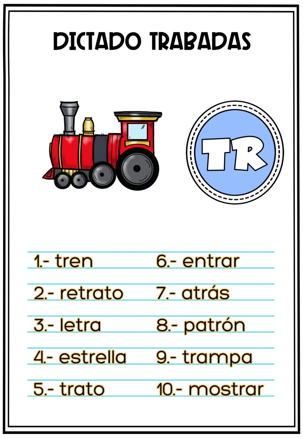 LLavero dictado de silabas trabadas - Orientacion Andujar