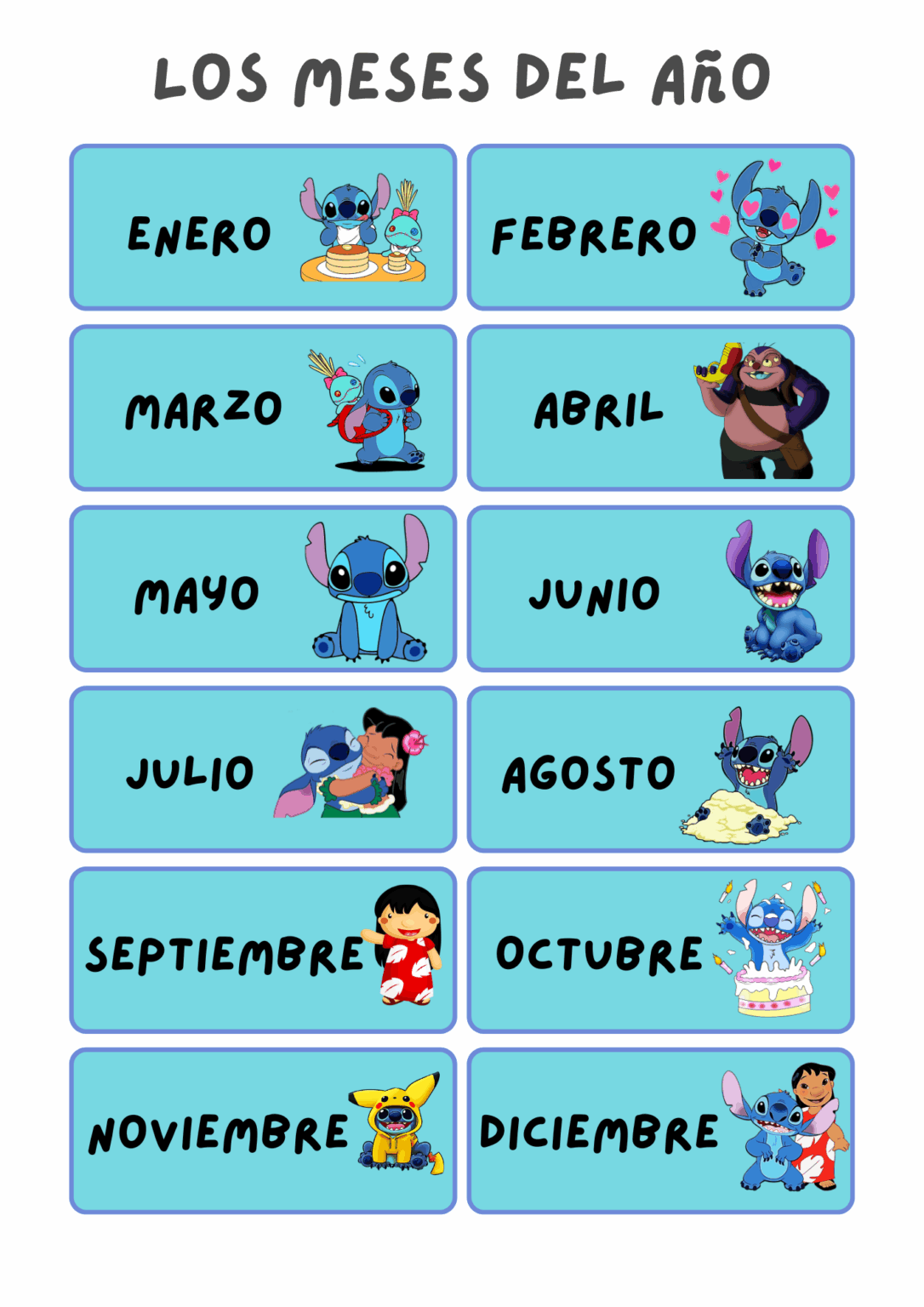 Lilo y Stich etiquetas meses del año - Orientacion Andujar