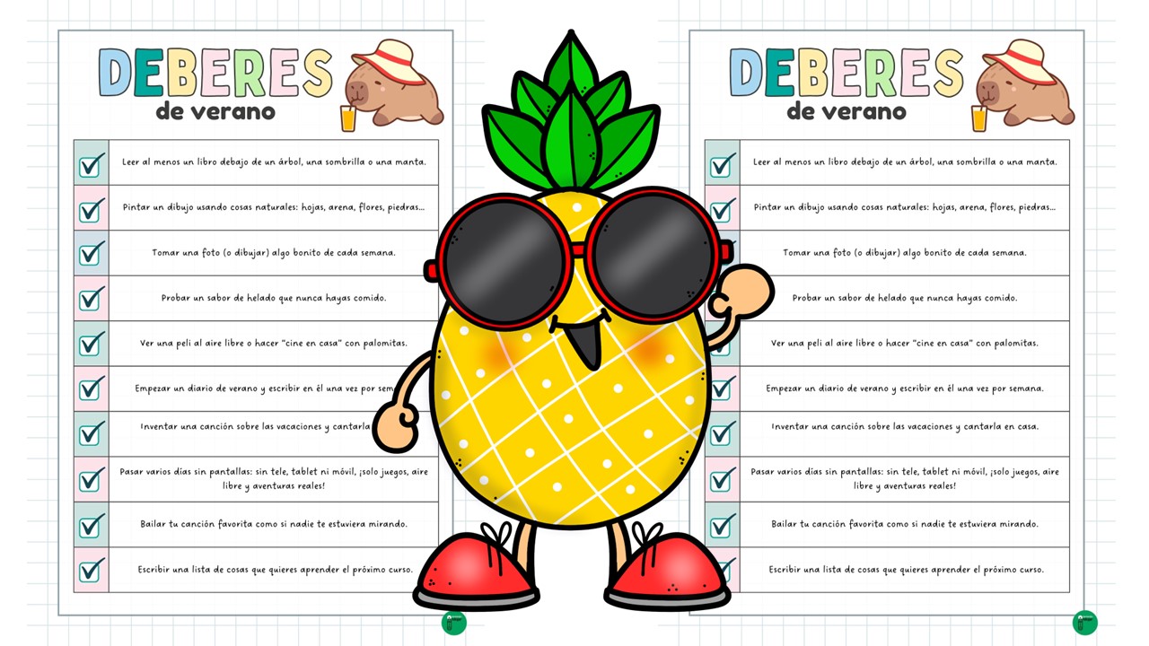 Listado de bonito deberes para verano - Orientacion Andujar