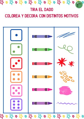 Tira el dado, decora y colorea. Verano - Orientacion Andujar